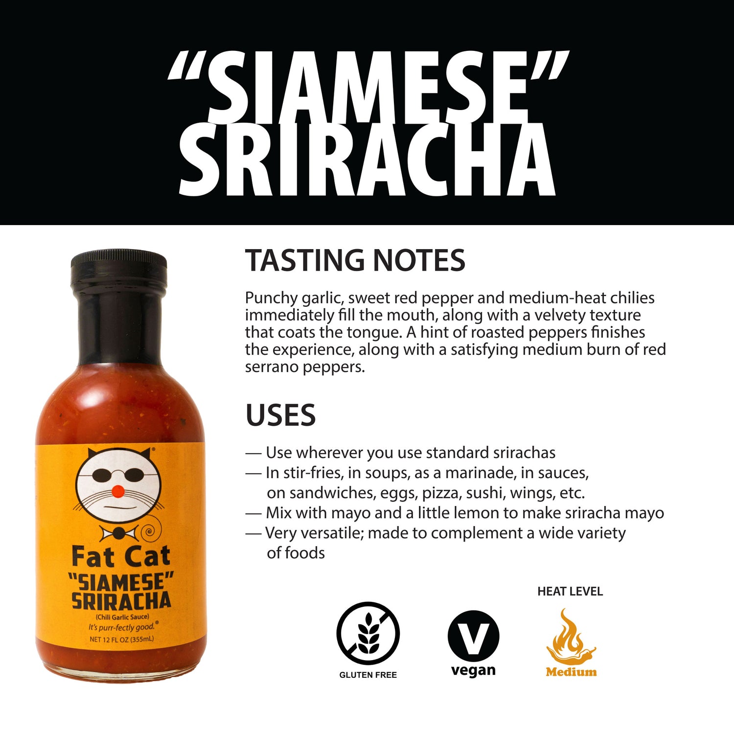 Siamese Sriracha Chili Garlic Sauce by Fat Cat Gourmet – Fat Cat ...