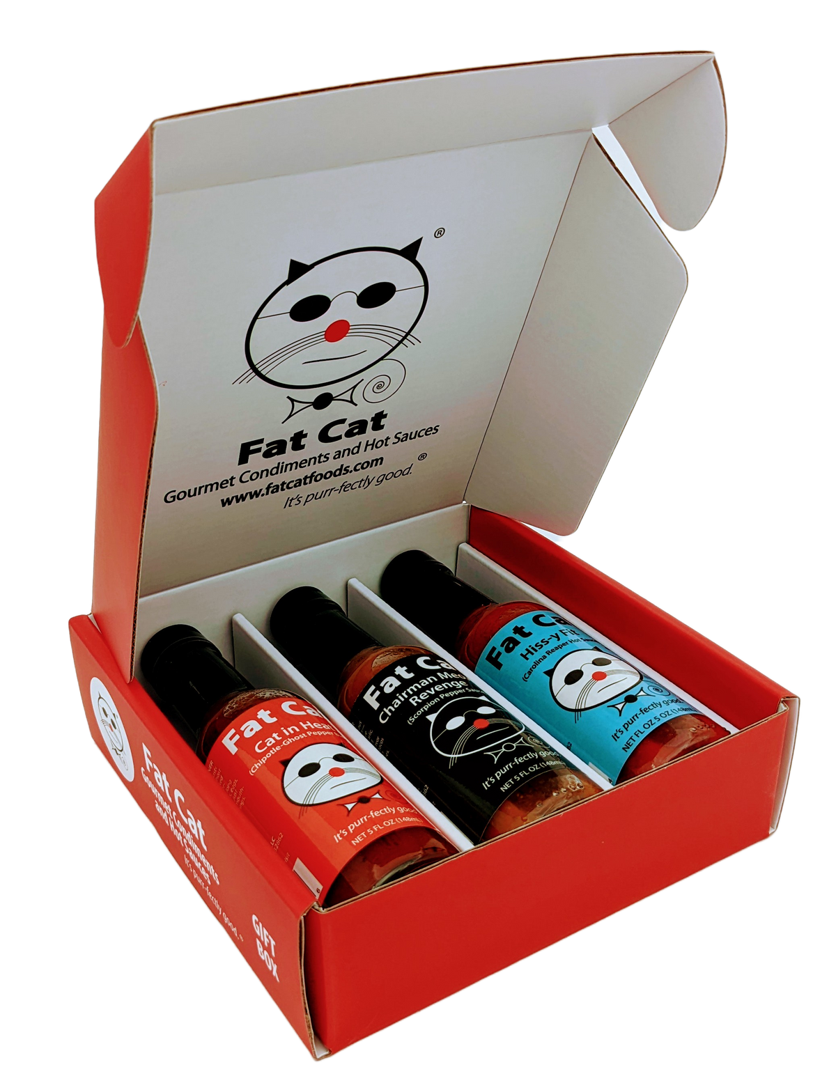 Heat Lovers 3 Bottle Hot Sauce Gift Box by Fat Cat Gourmet – Fat Cat ...